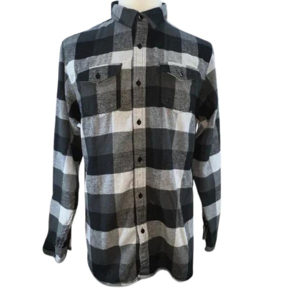 burnside | Shirts | Burnside Modern Fit Black And Gray Buffalo Plaid ...